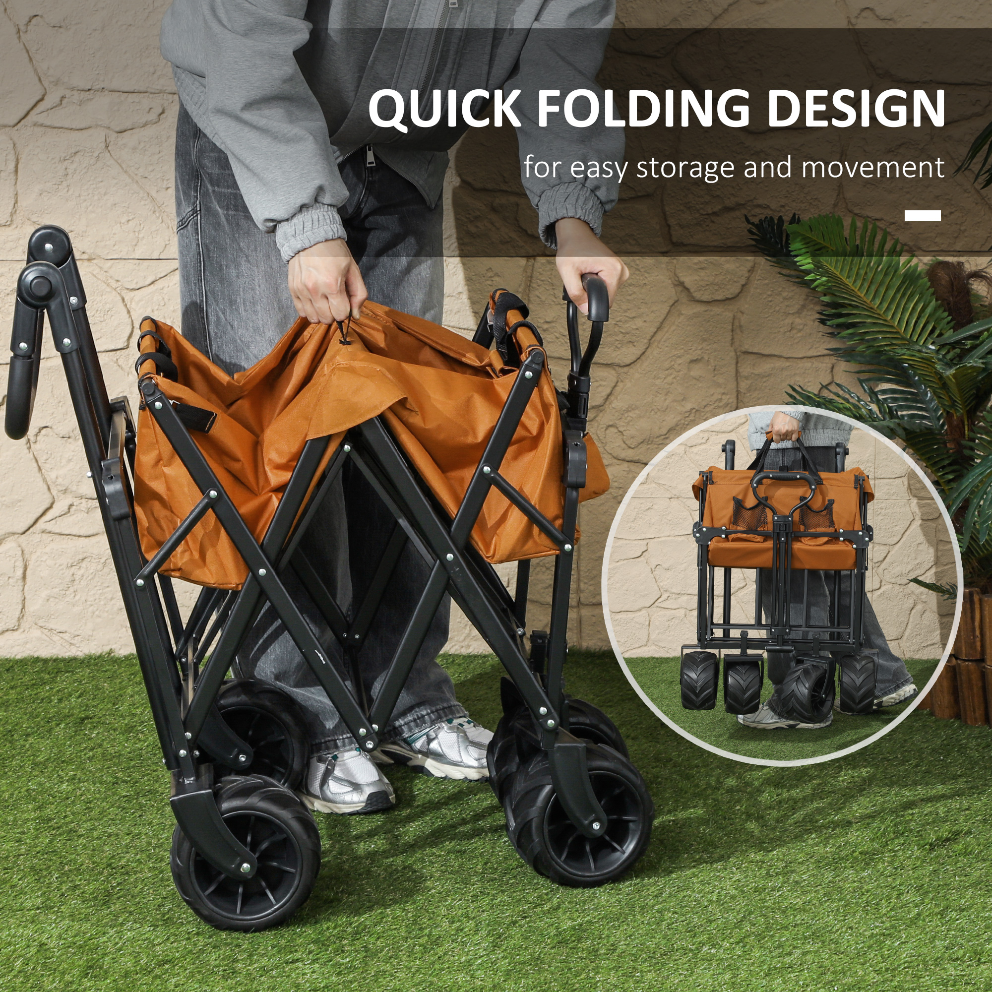 120L Festival Trolley on Wheels, Folding Camping Trolley Cart with ...