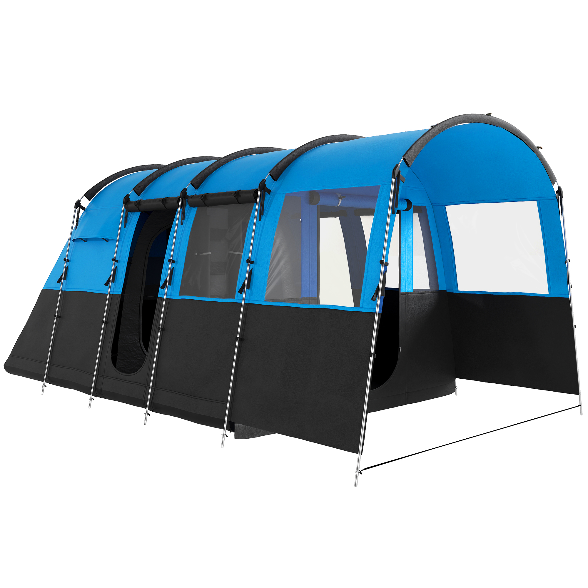 8-Person Camping Tent, Waterproof Family Tent, Tunnel Design, 4 Large Windows, Sleeping Cabins ...