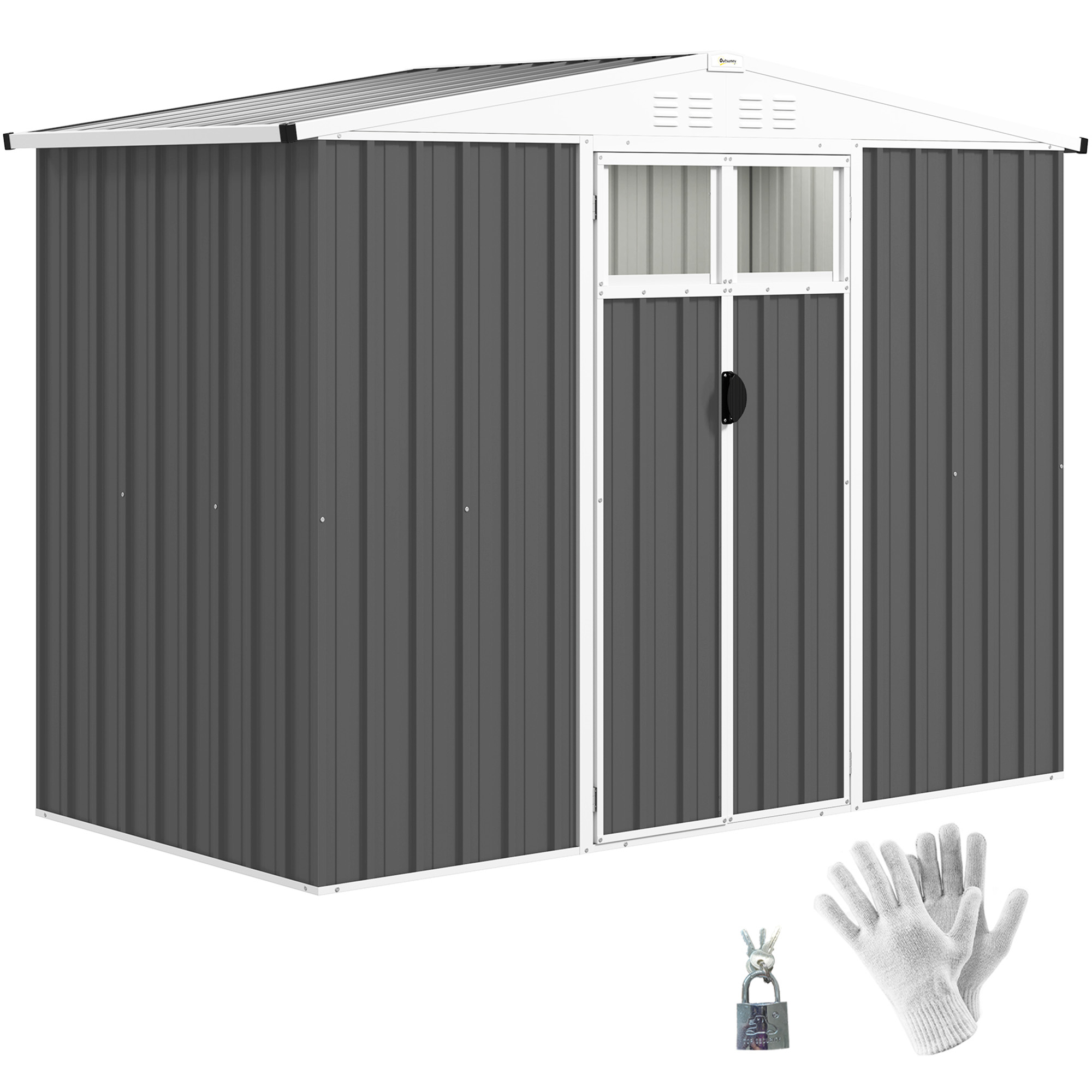 8 x 4 ft Metal Garden Shed, Garden Storage Shed with Window, 4 Vents ...