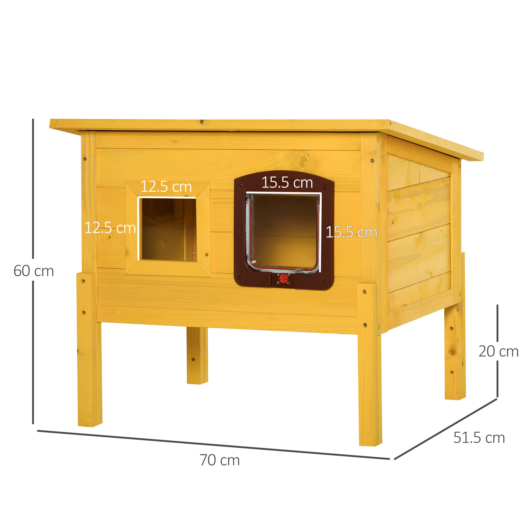 Garden Wooden Cat House Hide Cage Outdoor Pet Play Home Water-resistant ...