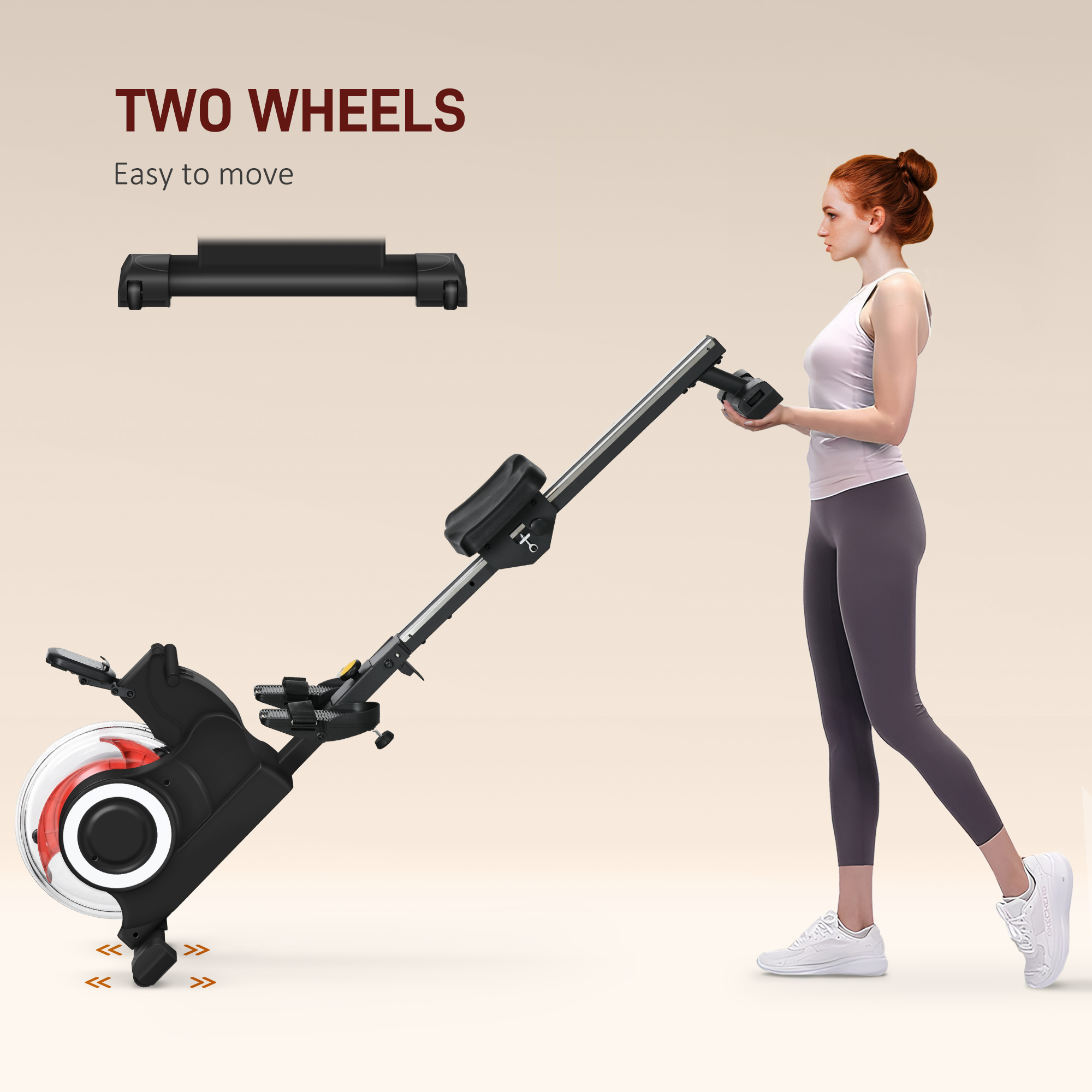 Foldable Rowing Machine, Water Rower with Wheels, LCD Monitor and ...