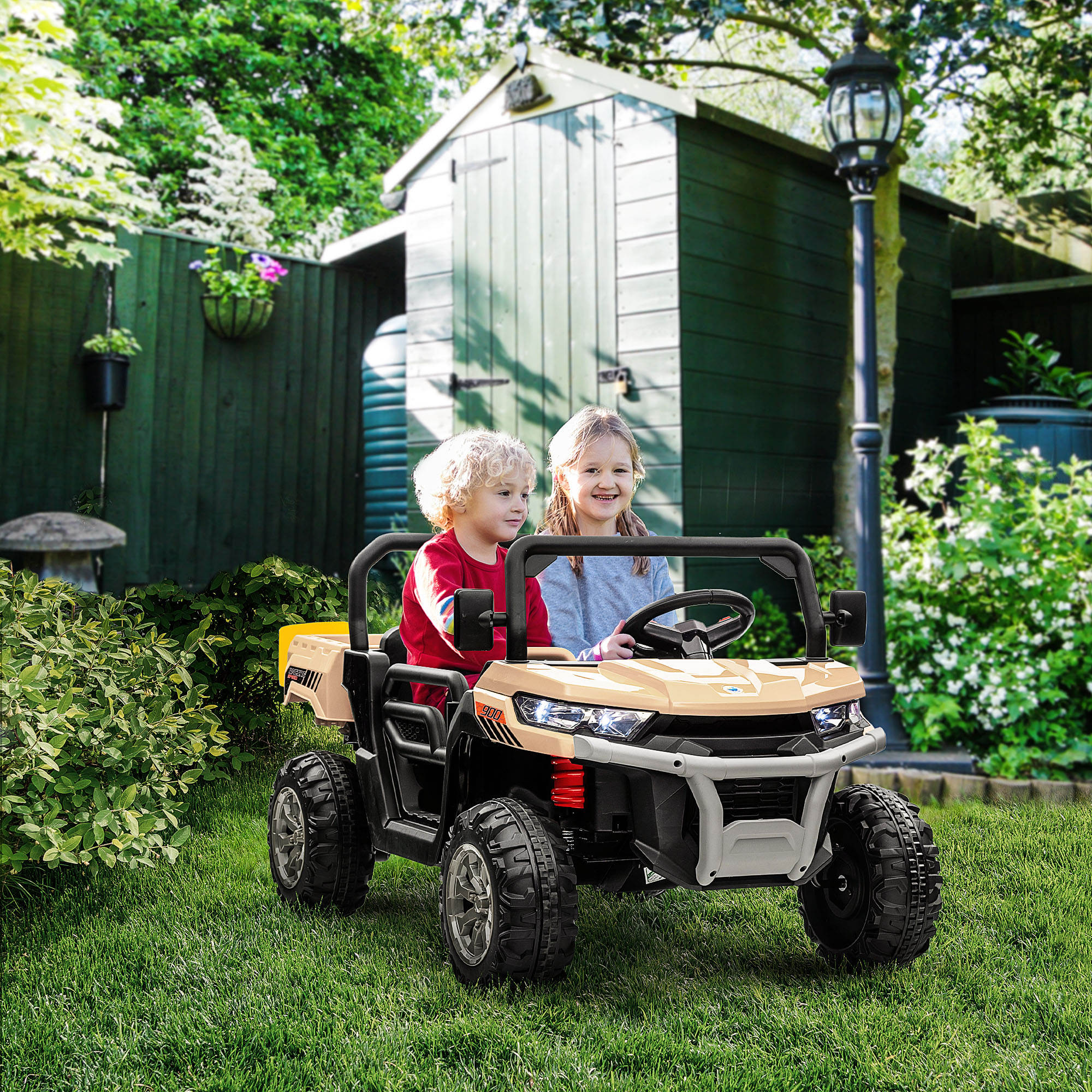 12V 2 Seater Kids Electric Ride-On Car with Electric Bucket, Remote ...