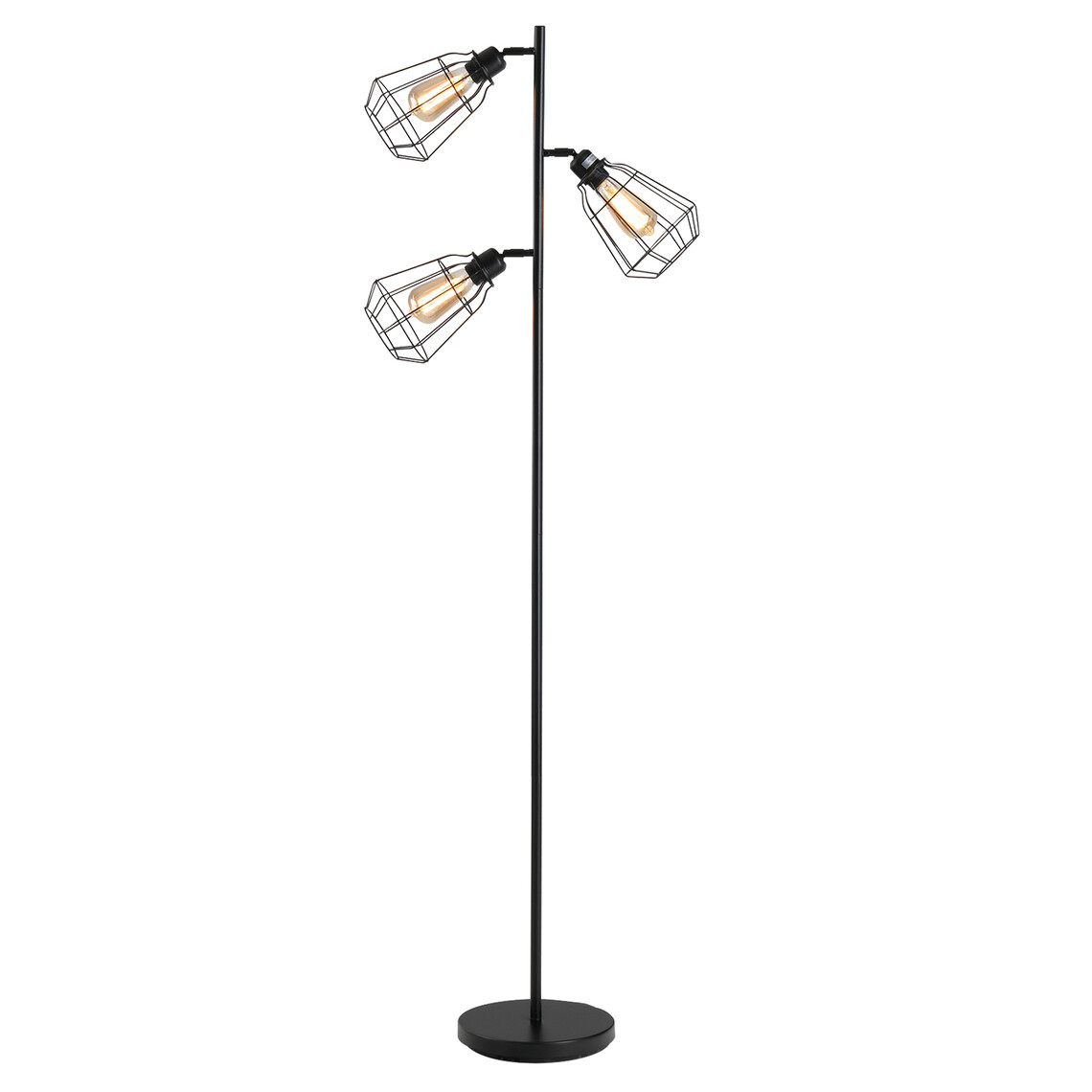 Retro Practical Tree Floor Lamp 3 Angle Adjustable Lampshade Steel Base ...