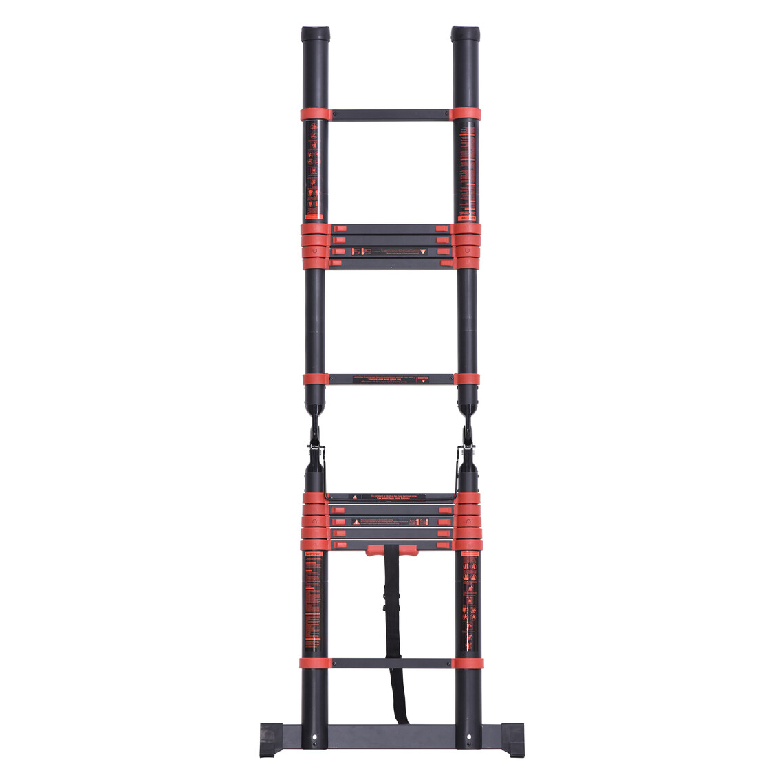 HOMCOM 3.8M Duo Aluminium Ladder w/ Tool Holder Herringbone Deployed ...
