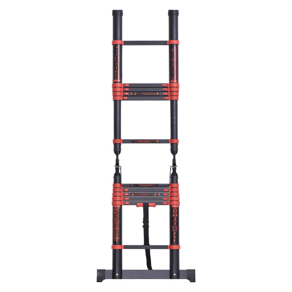 HOMCOM 3.8M Duo Aluminium Ladder w/ Tool Holder Herringbone Deployed ...